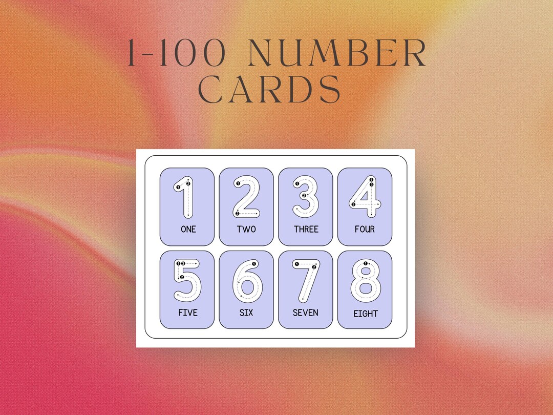 1-100 Number Flash Cards – Printable Toddler Learning (PDF File) - Etsy UK