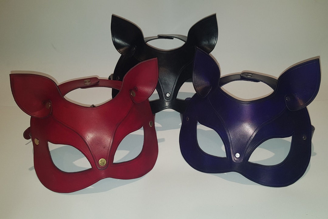 Real Leather Cat Mask, Catwoman Mask, Kinky Mask, Maqurade Mask Cat ...