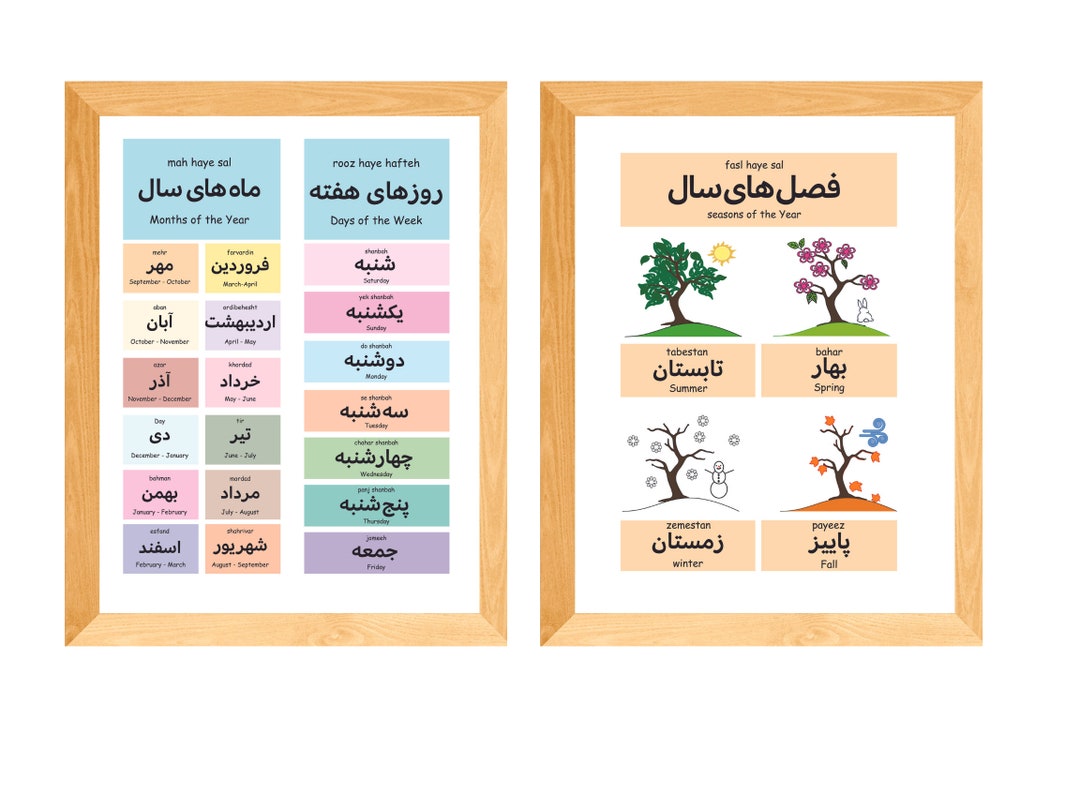 Digital Farsi/persian Week Days &year Months Poster Download, Wall Art ...