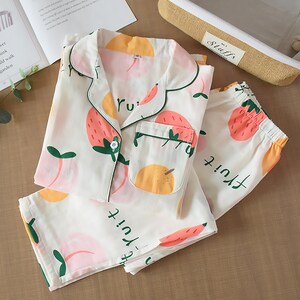 Bridesmaid Pajamas Pajama Set Cotton Fruit Pattern Pajama - Etsy