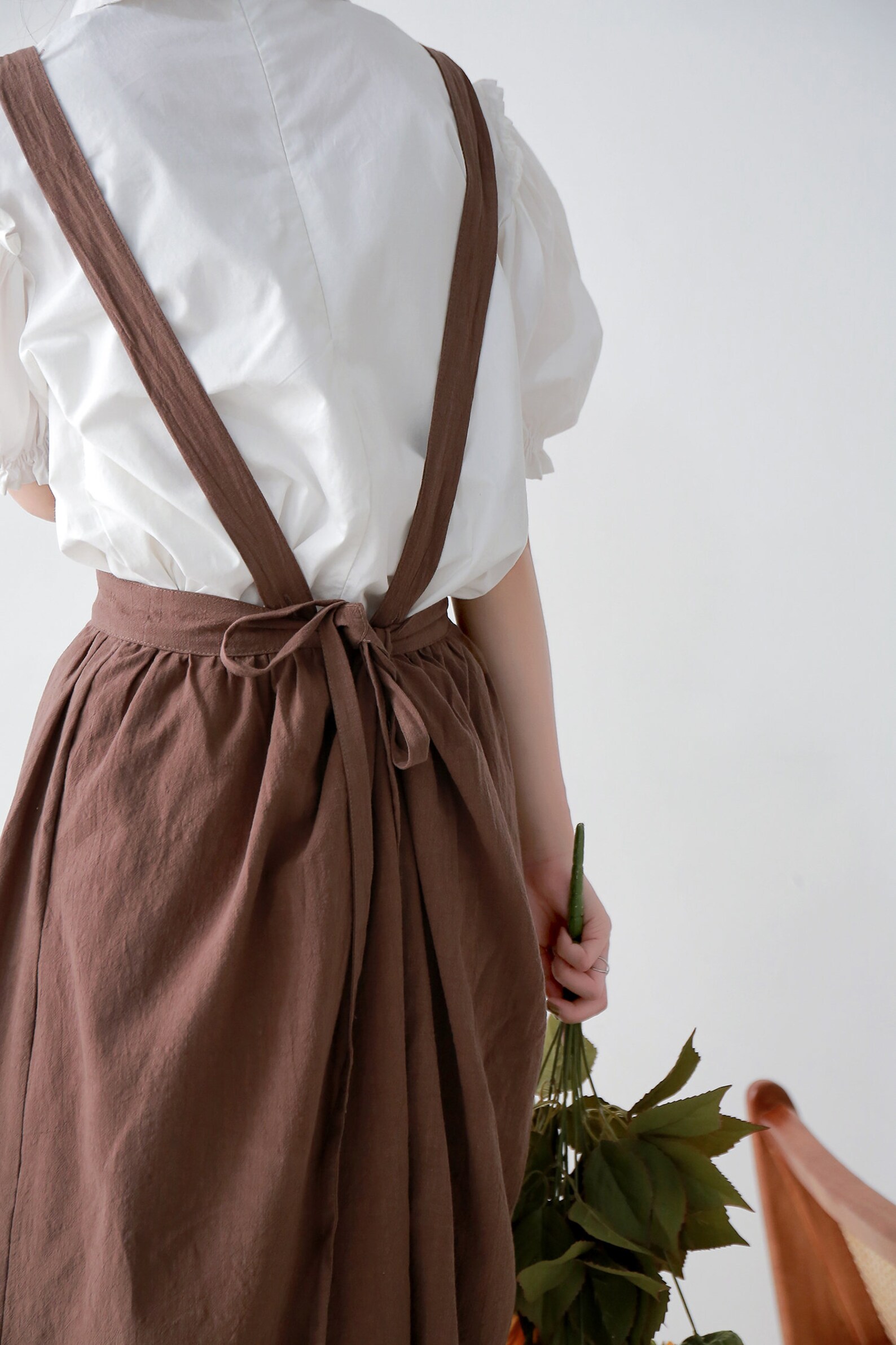 Pinafore Cotton Apron Kitchen Apron With Pockets Soft Apron - Etsy