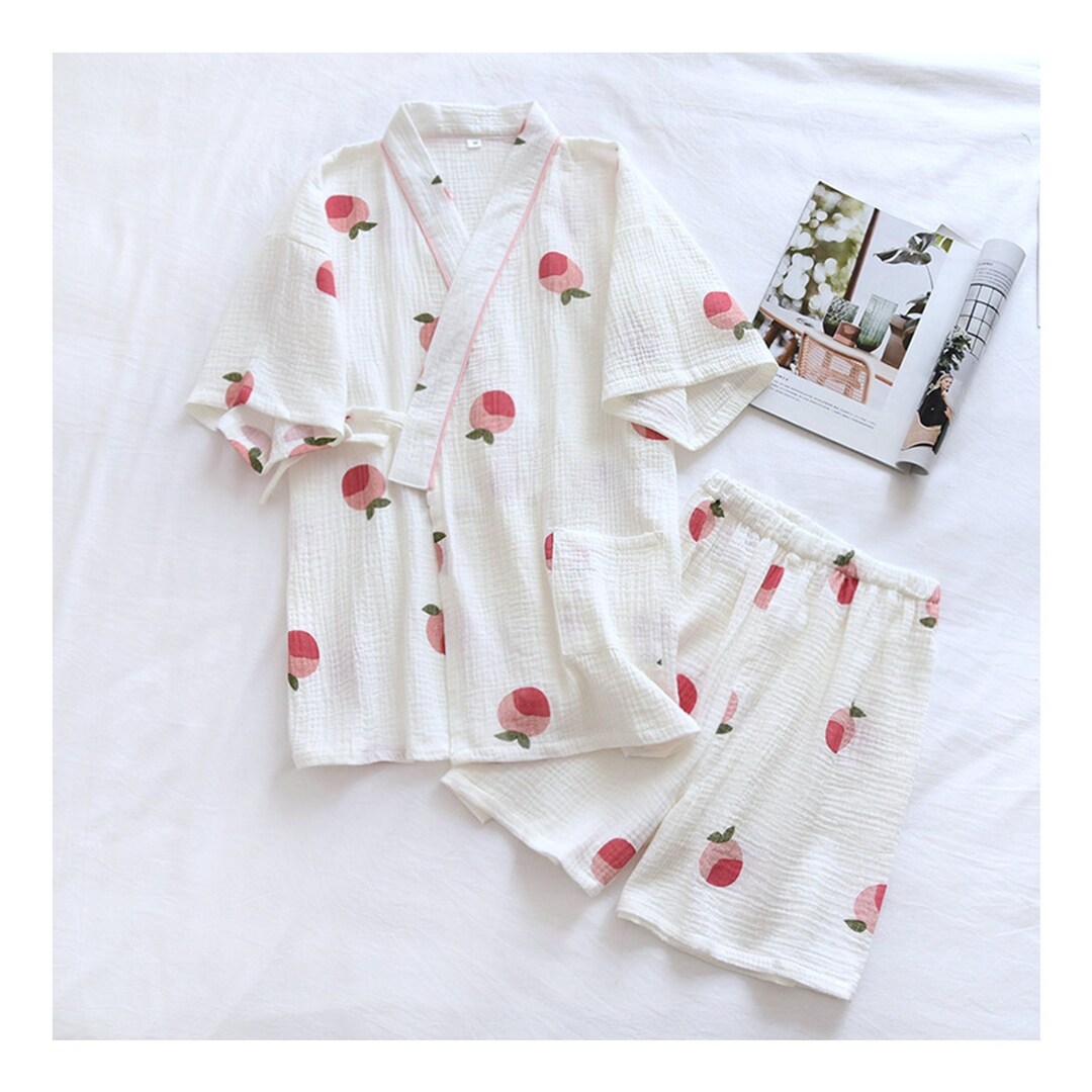 Kimono Pajama Set Cotton PJS Print Pajama Set Women - Etsy