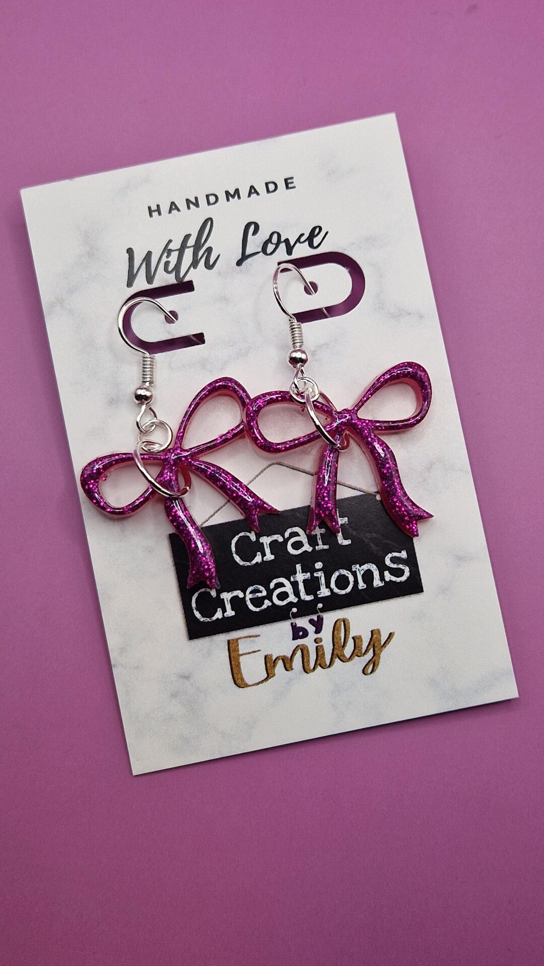 Thin Pink Ribbon Dangle Earrings. - Etsy