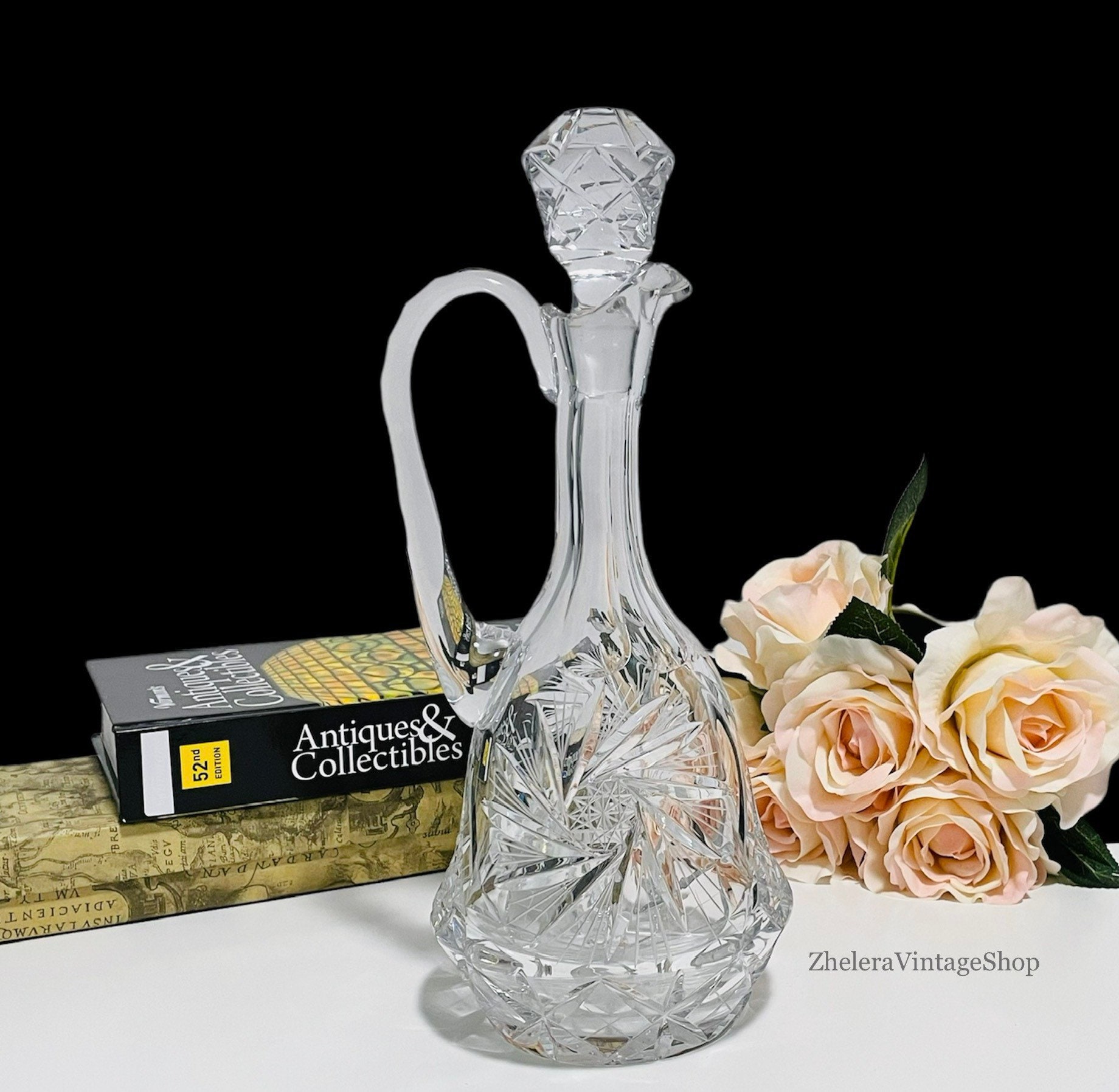Pinwheel Crystal Wine Decanter, Crystal Claret Jug, Starburst Heavy ...