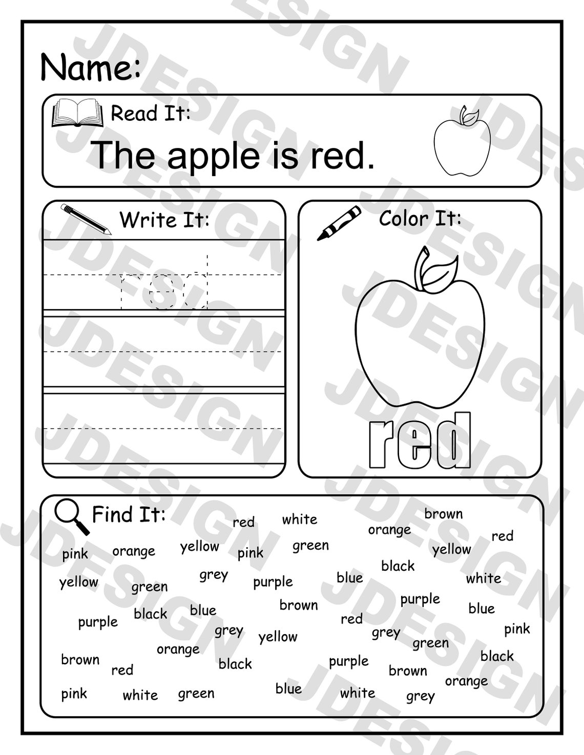 Color Worksheets: 11 Basic Colors - Etsy