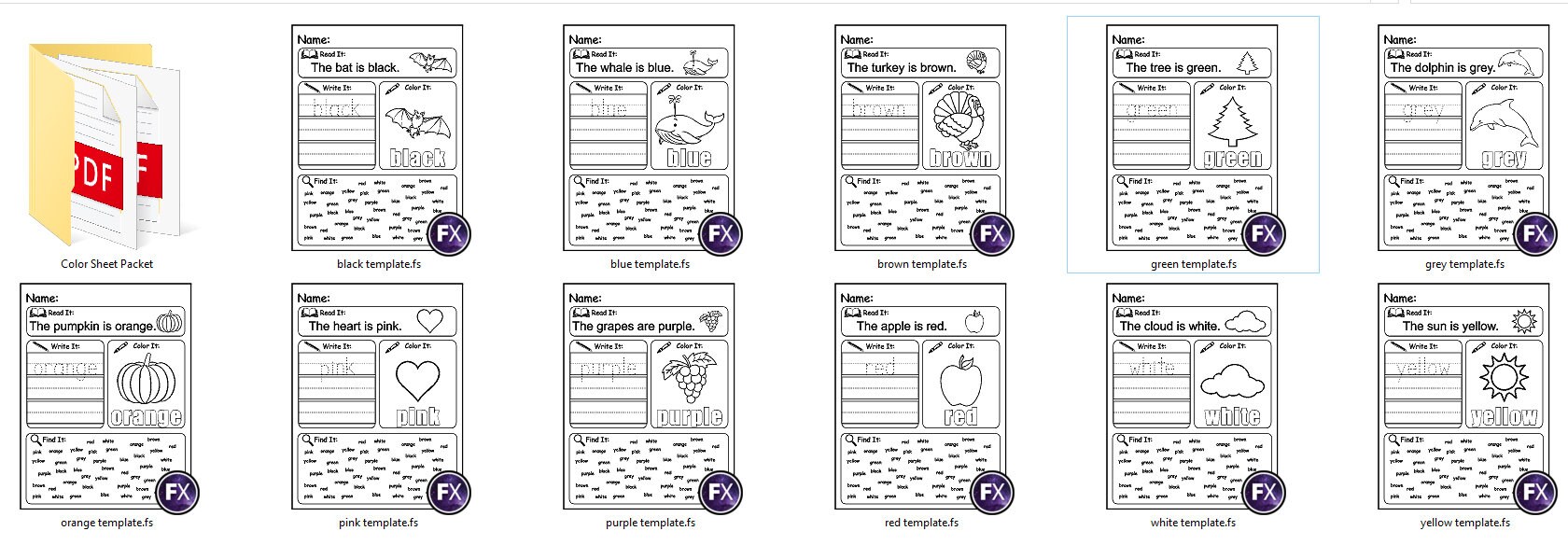 Color Worksheets: 11 Basic Colors - Etsy