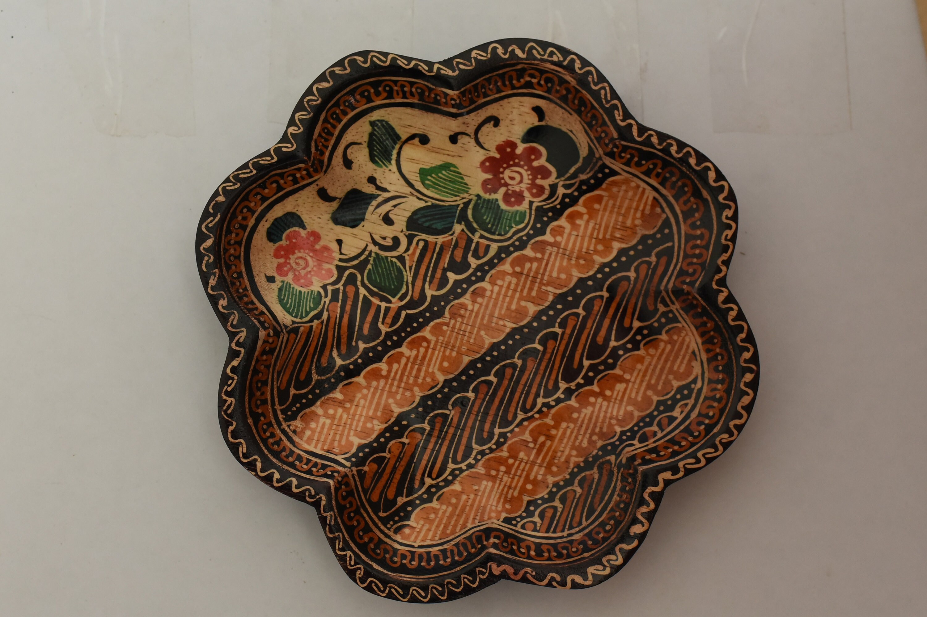 Handcrafted Wooden Batik Plate: Floral Indonesian Decor - Etsy
