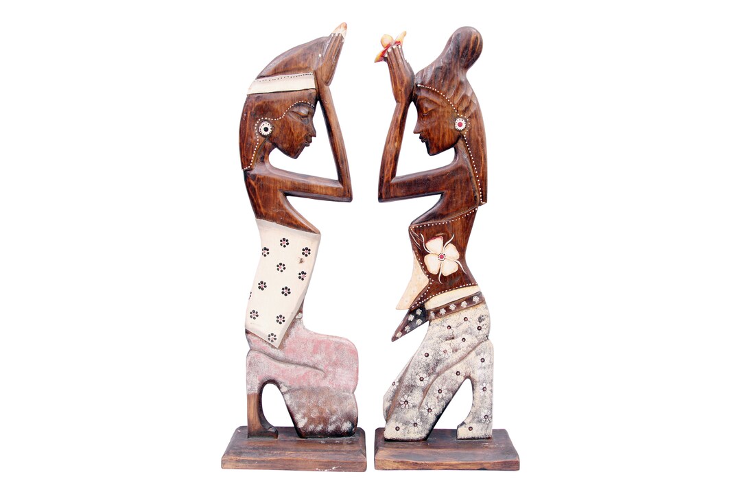 Handcrafted Wooden Female Sculpture /lady Statu Unique Home Decor and ...