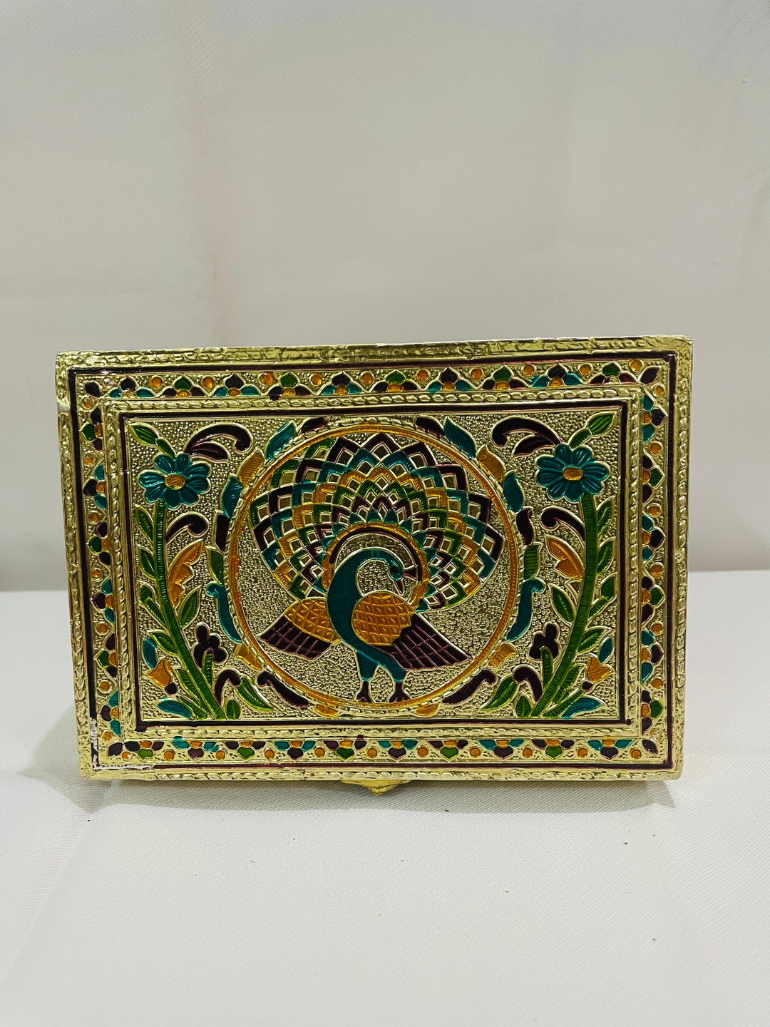 Peacock Trinket Box/handmade Jewellery Box Indian Meenakari Peacock ...