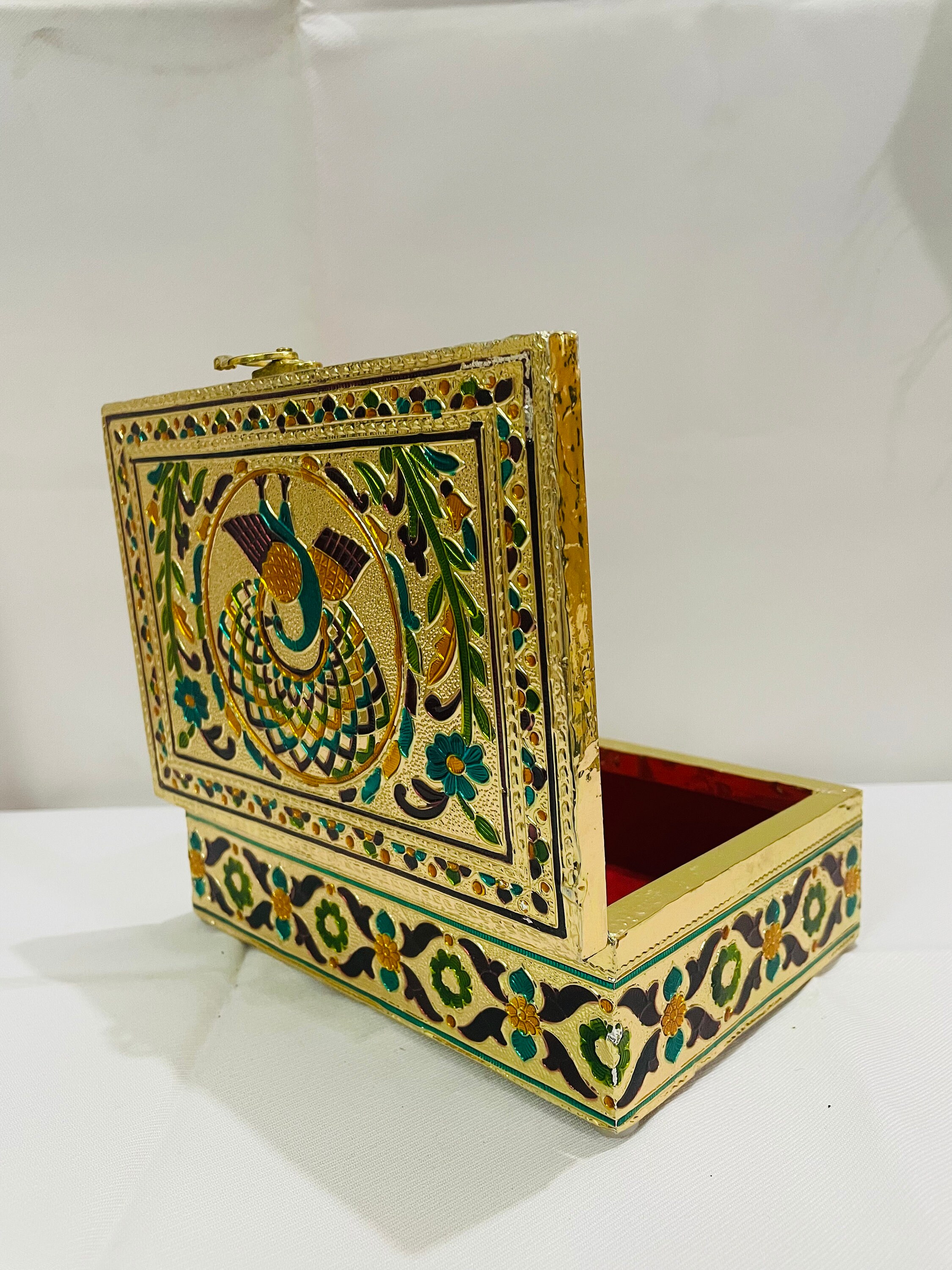 Peacock Trinket Box/handmade Jewellery Box Indian Meenakari Peacock ...