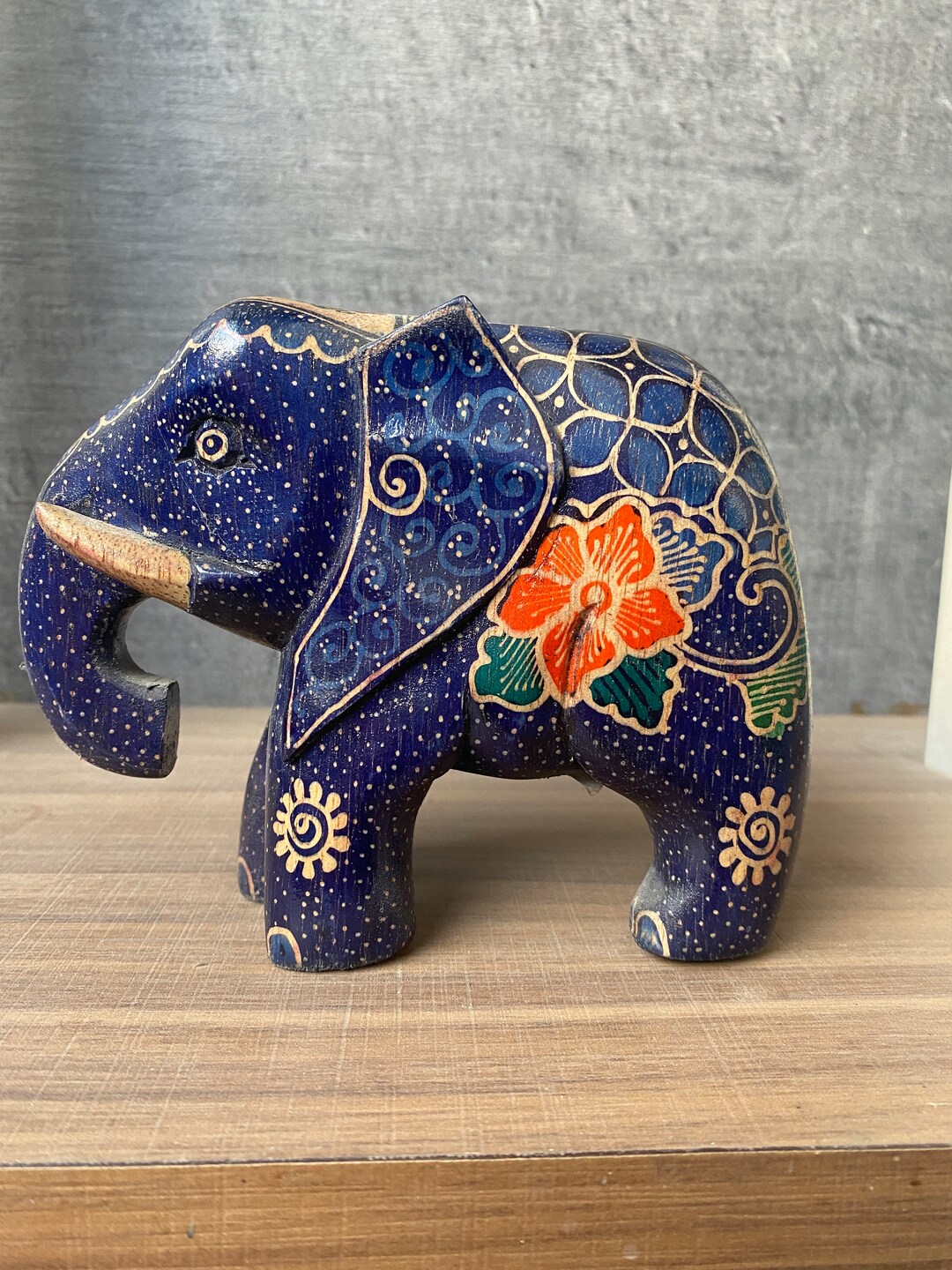 Handcrafted Batik Wooden Elephant Sculpture: Javanese Home Decor - Etsy