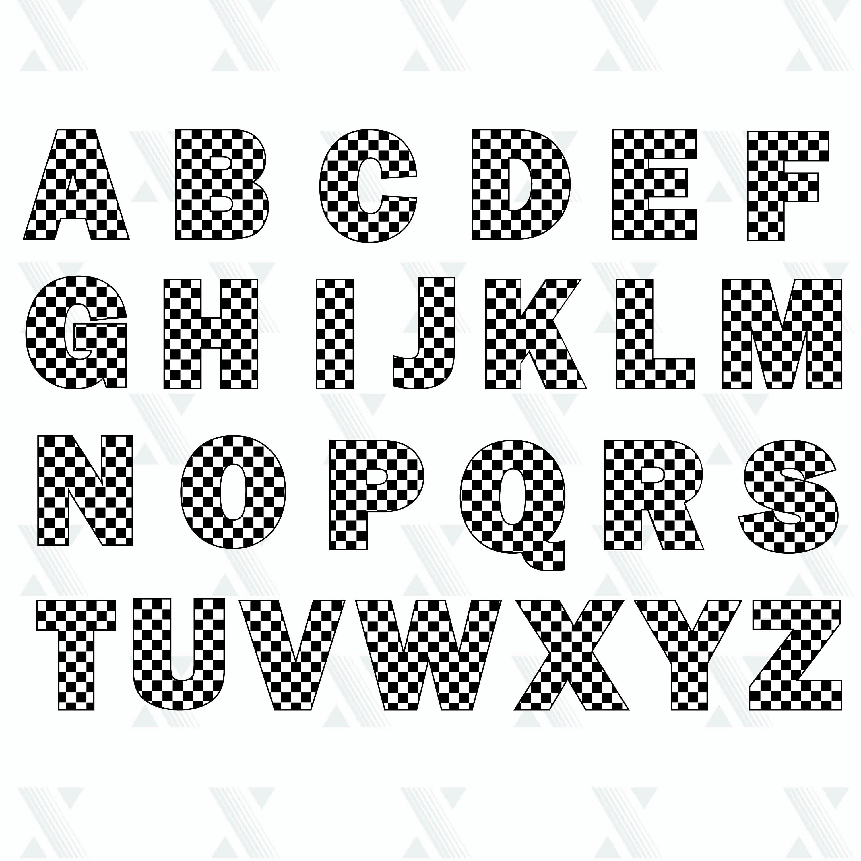 Checkered Alphabet SVG DXF PNG included files for Cricut | Etsy