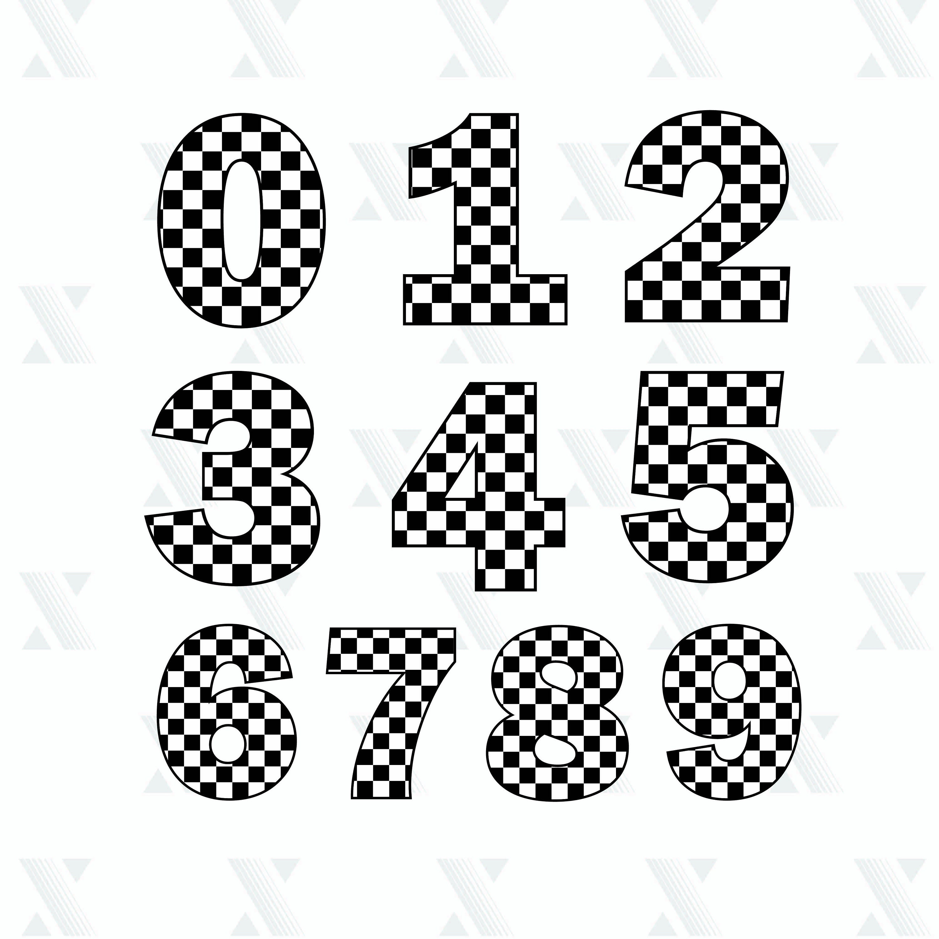 Números a cuadros SVG DXF PNG incluyeron archivos para | Etsy