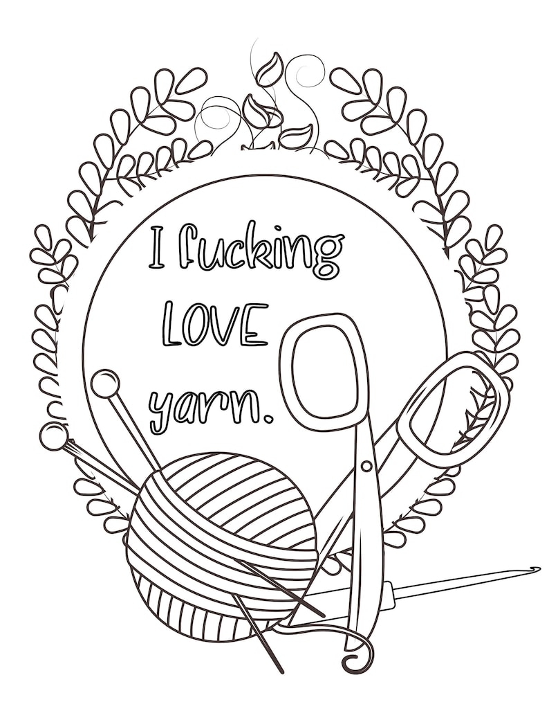 Coloring Pages for Yarn Lovers Crocheter / Knitter 10 Sheets Printable ...