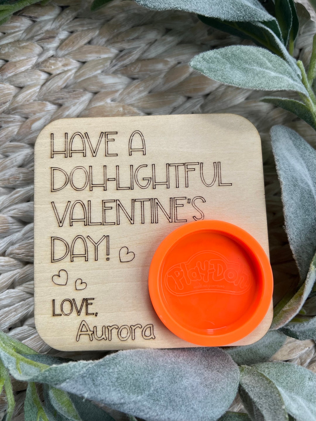 Personalized Valentines Day Play Doh Wooden Card Valentines Day ...