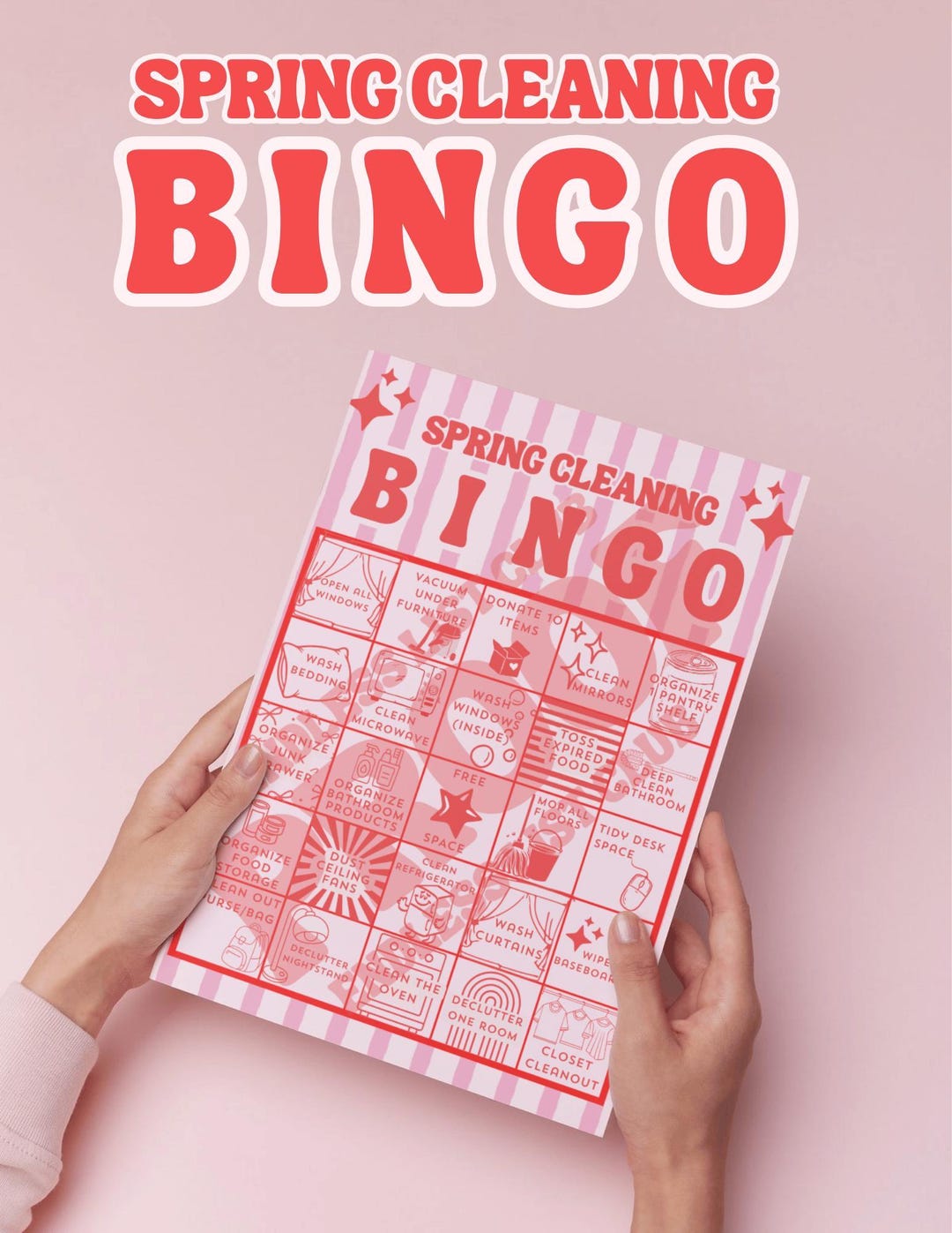Spring Cleaning Bingo – Home Reset Challenge, Editable Canva Template ...