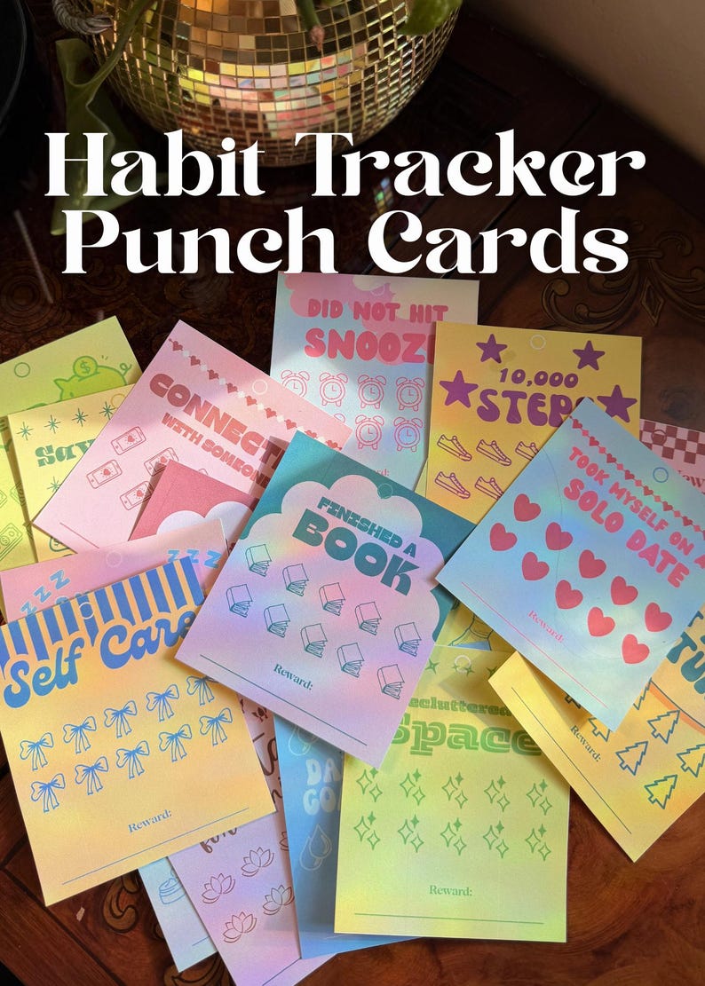 Printable Habit Punch Cards | Editable Canva Template | Reward Tracker ...