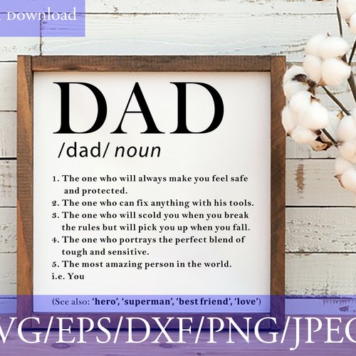 Dad Definition Svg Fathers Day Svg Father's Day Gift - Etsy