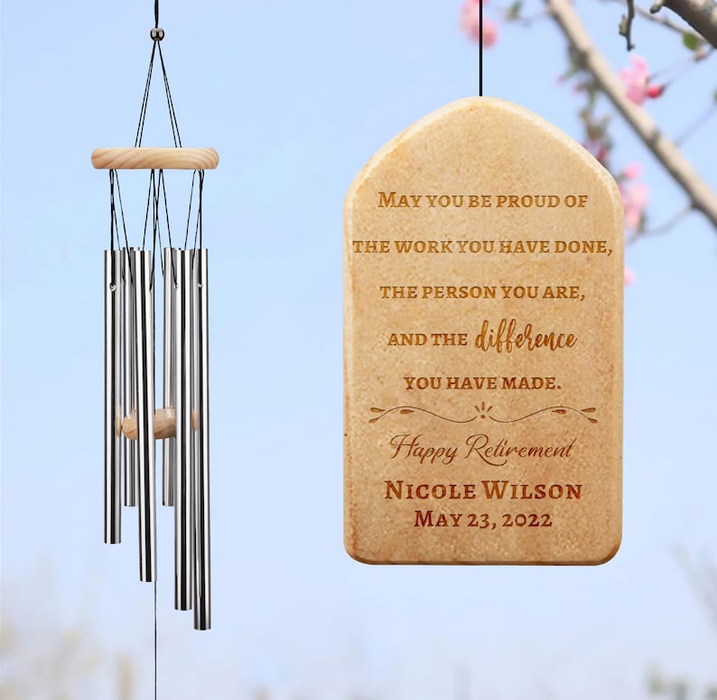 Retirement Wind Chime, Retirement Gift for Women, Men, Coworker ...
