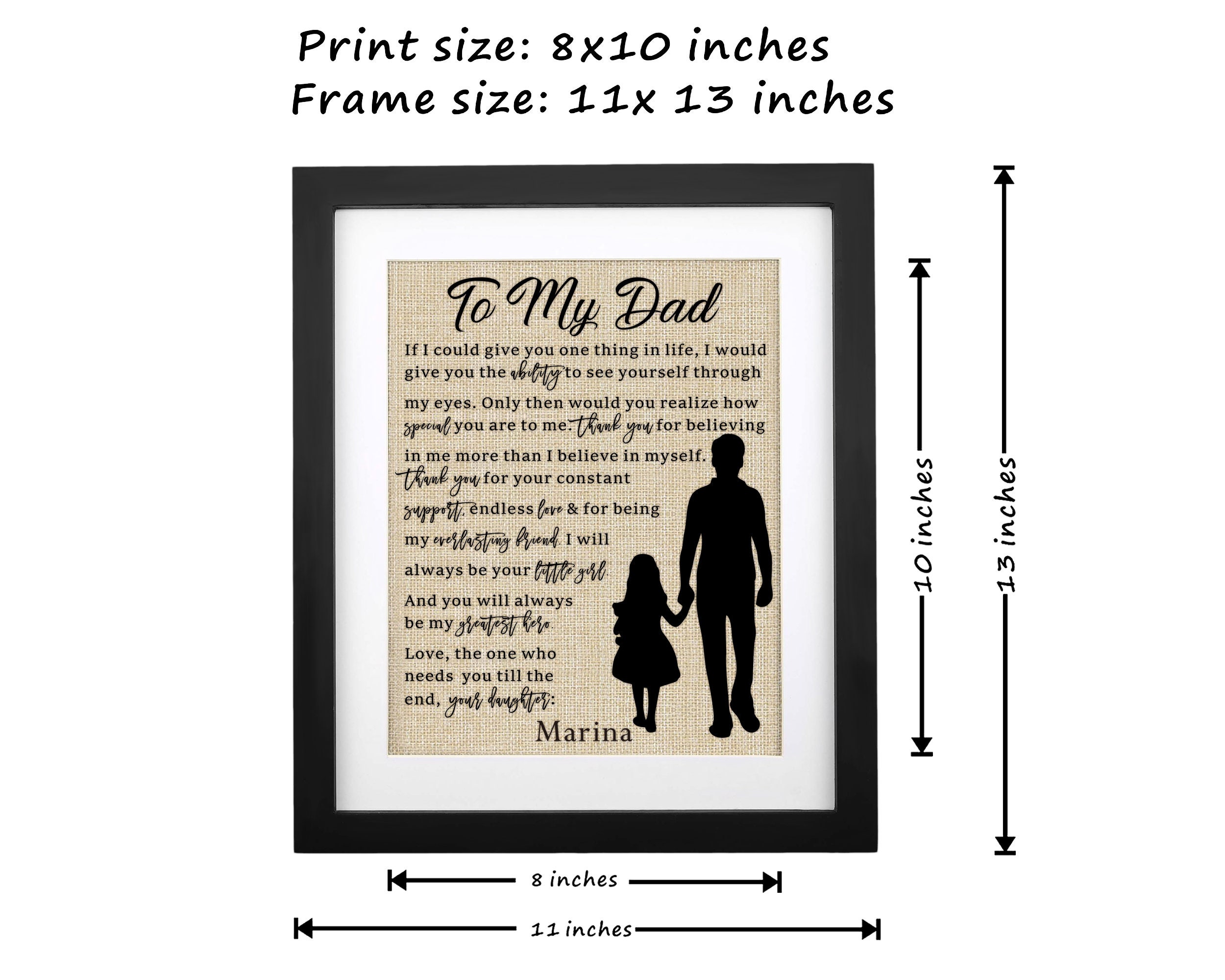 To My Dad Gifts From Daughter, Dad Framed Burlap Print, Fathers Day ...