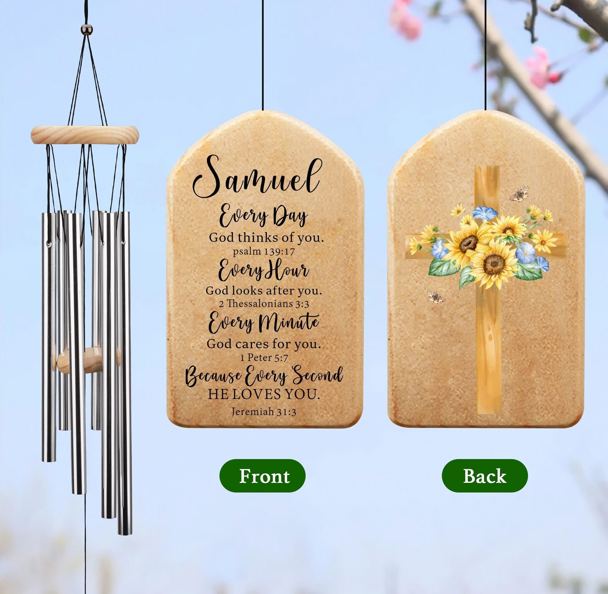 Christian Wind Chime Gifts for Women Inspirational Bible Verse Prayers ...