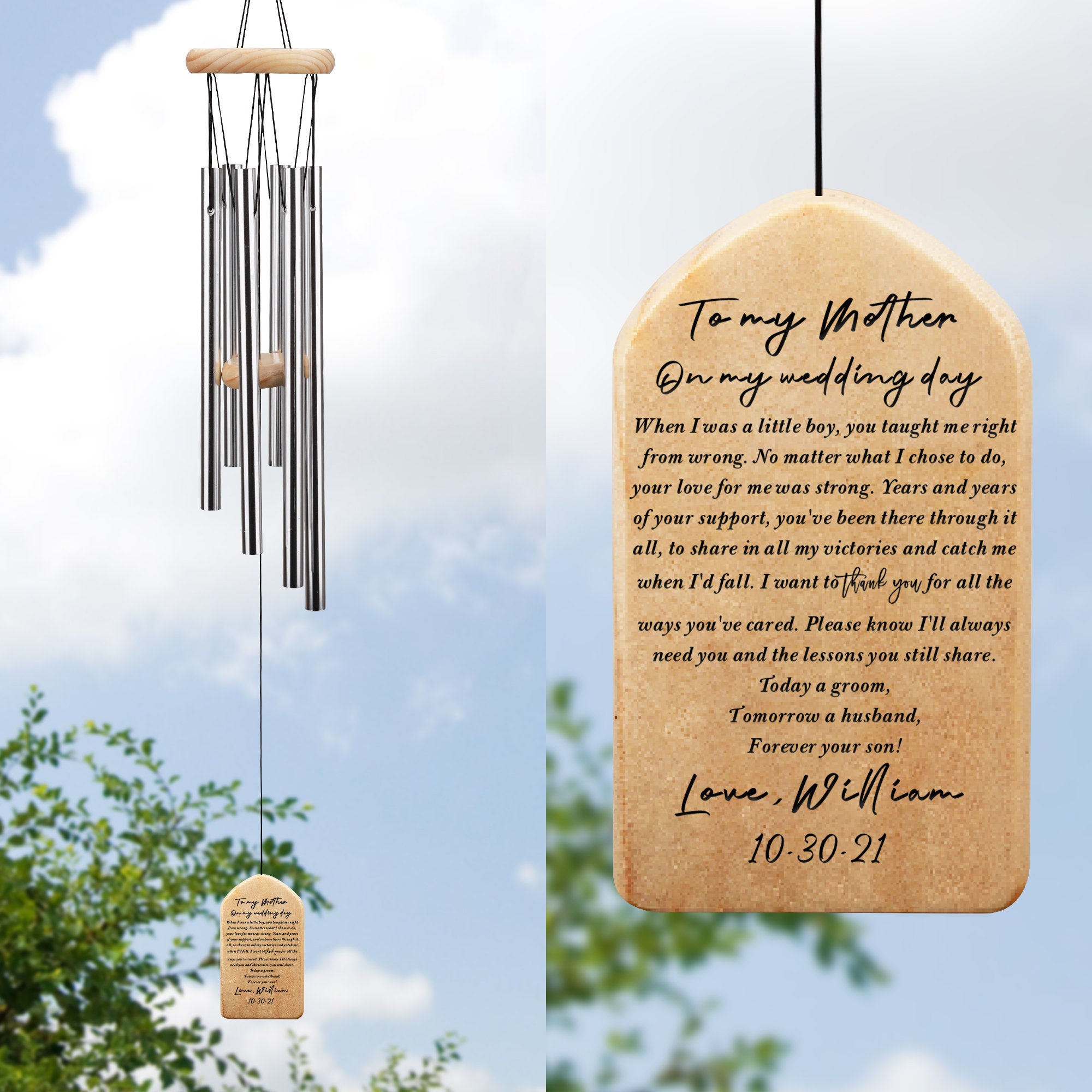 Full Personalized Wedding Wind Chimes for Mother of - Etsy
