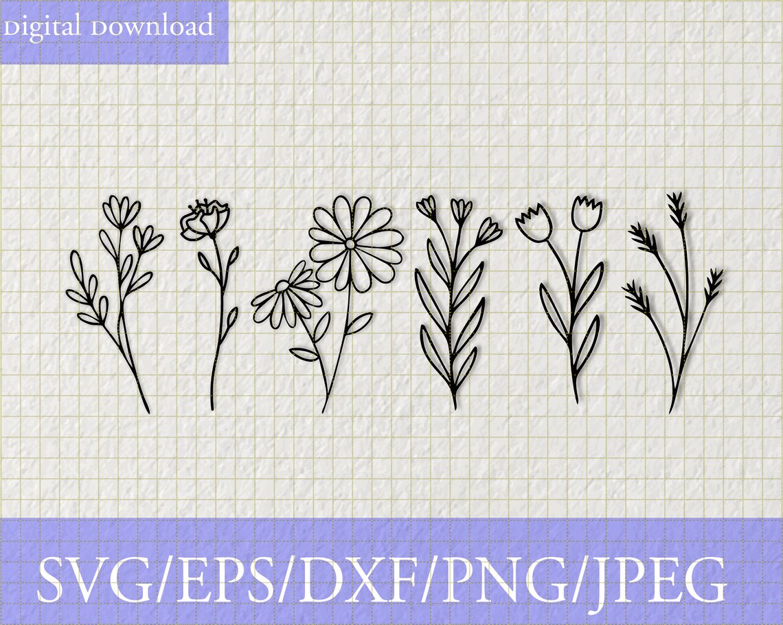 Wildflowers Svg Floral Svg Hand Drawn Flower SVG Svg Png - Etsy