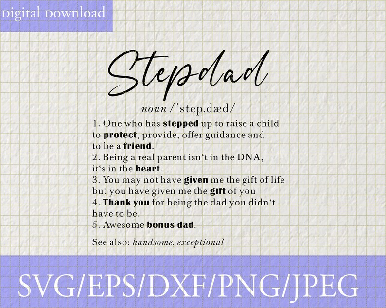 Stepdad Definition Svg, Father’s Day Svg, Stepped up Dad Svg, Dad SVG ...