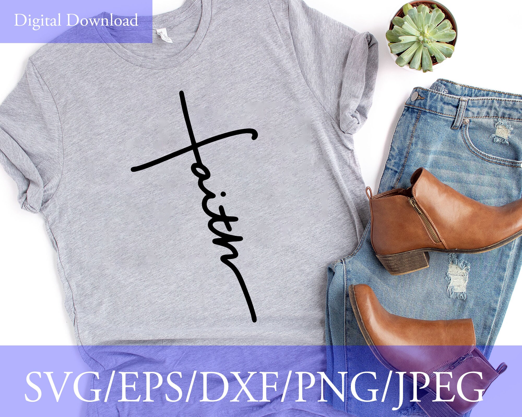Faith T-shirt Design Jesus Christian Svg Vertical Cross | Etsy