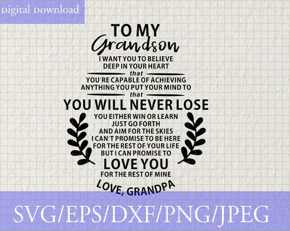 To My Grandson Love Grandpa Svg Grandson Svg to My Grandson | Etsy