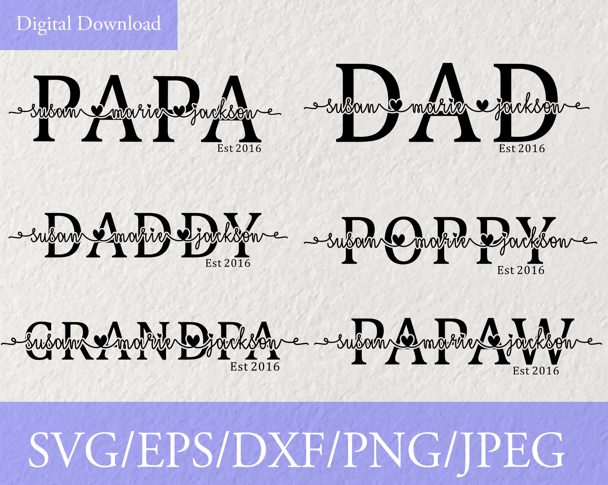Dad With Kid's Names Custom SVG Father's Day DAD | Etsy