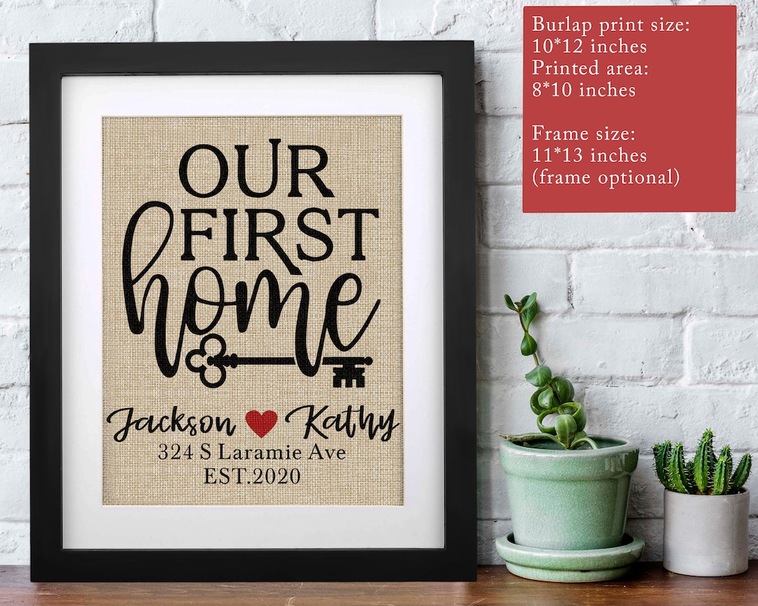 Our First Home Personalized Burlap Print, Rustic Home Decor ...