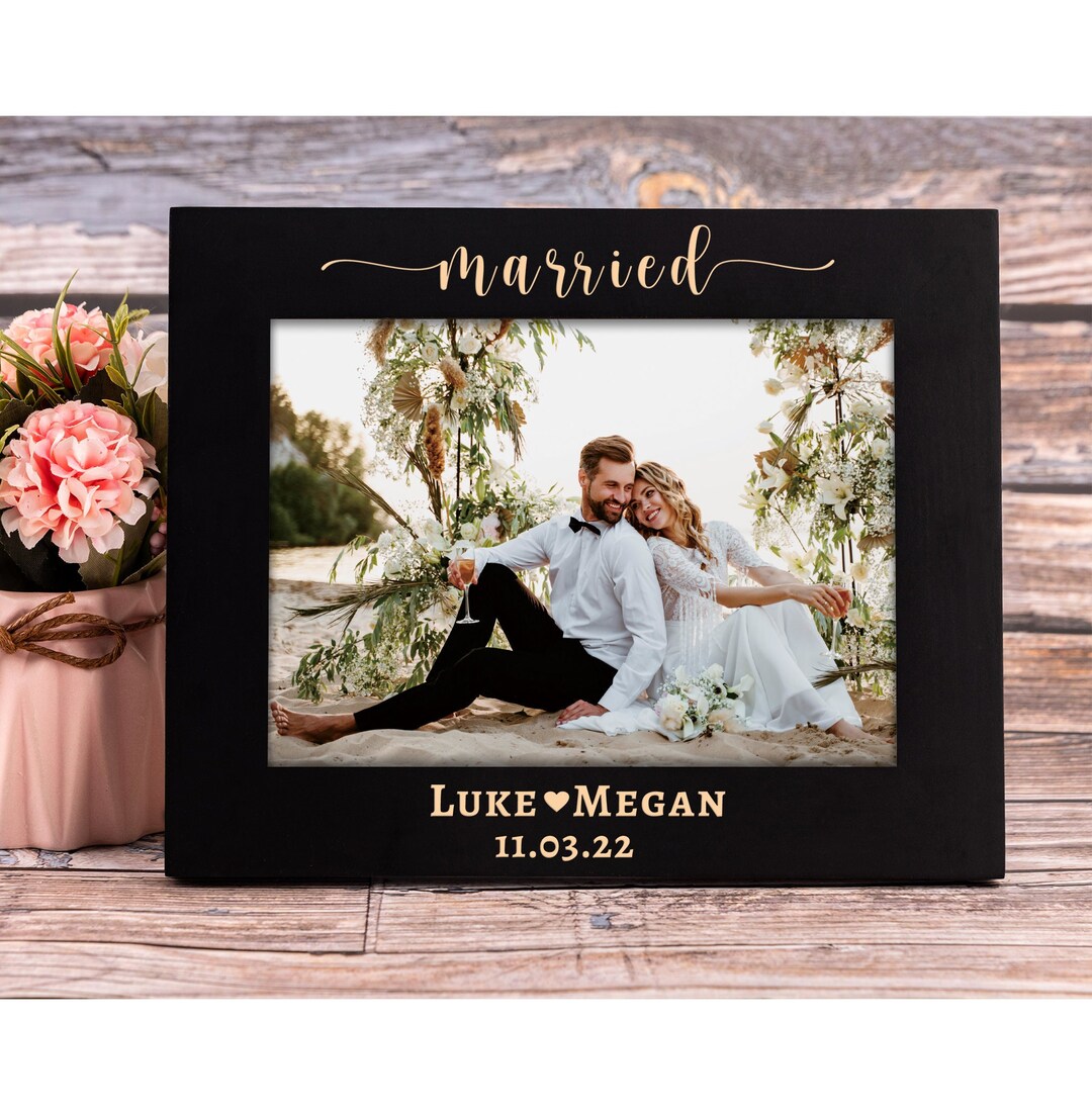 Personalized Married Picture Frame, Married Gift for Couple, Married ...