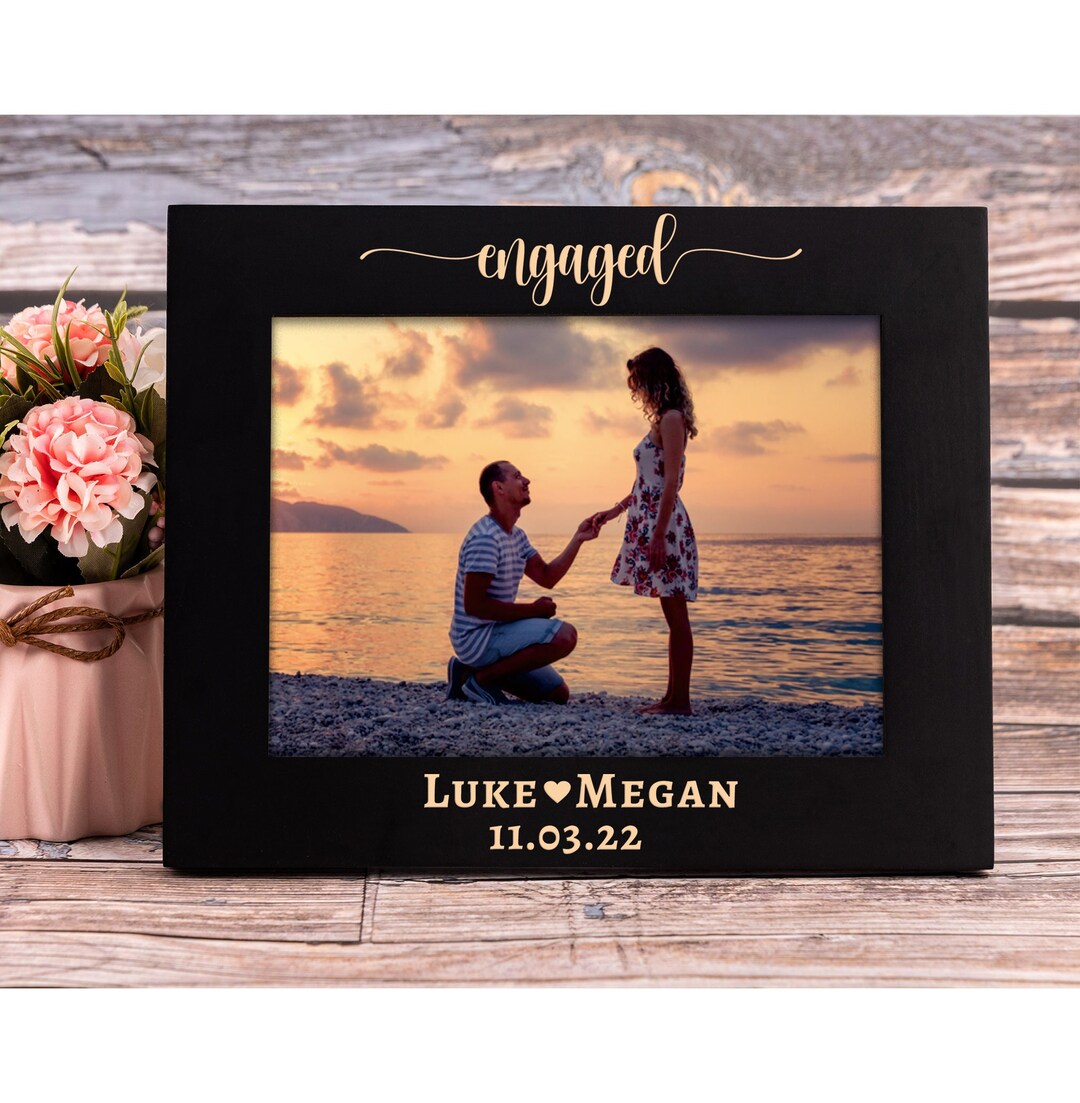 Personalized Engaged Picture Frame, Couple Engagement Gift for Wedding ...