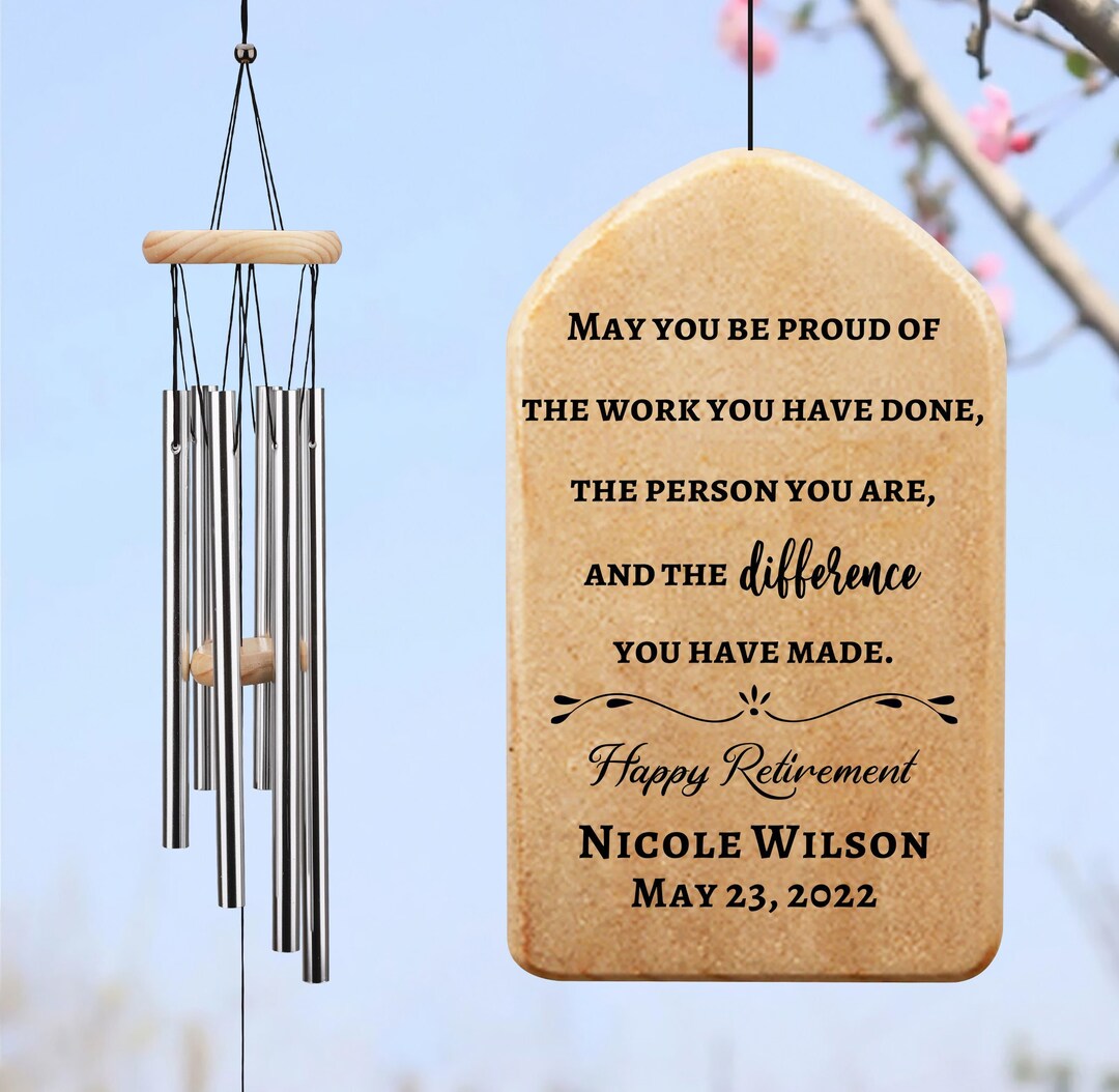 Retirement Wind Chime, Retirement Gift for Women, Men, Coworker ...