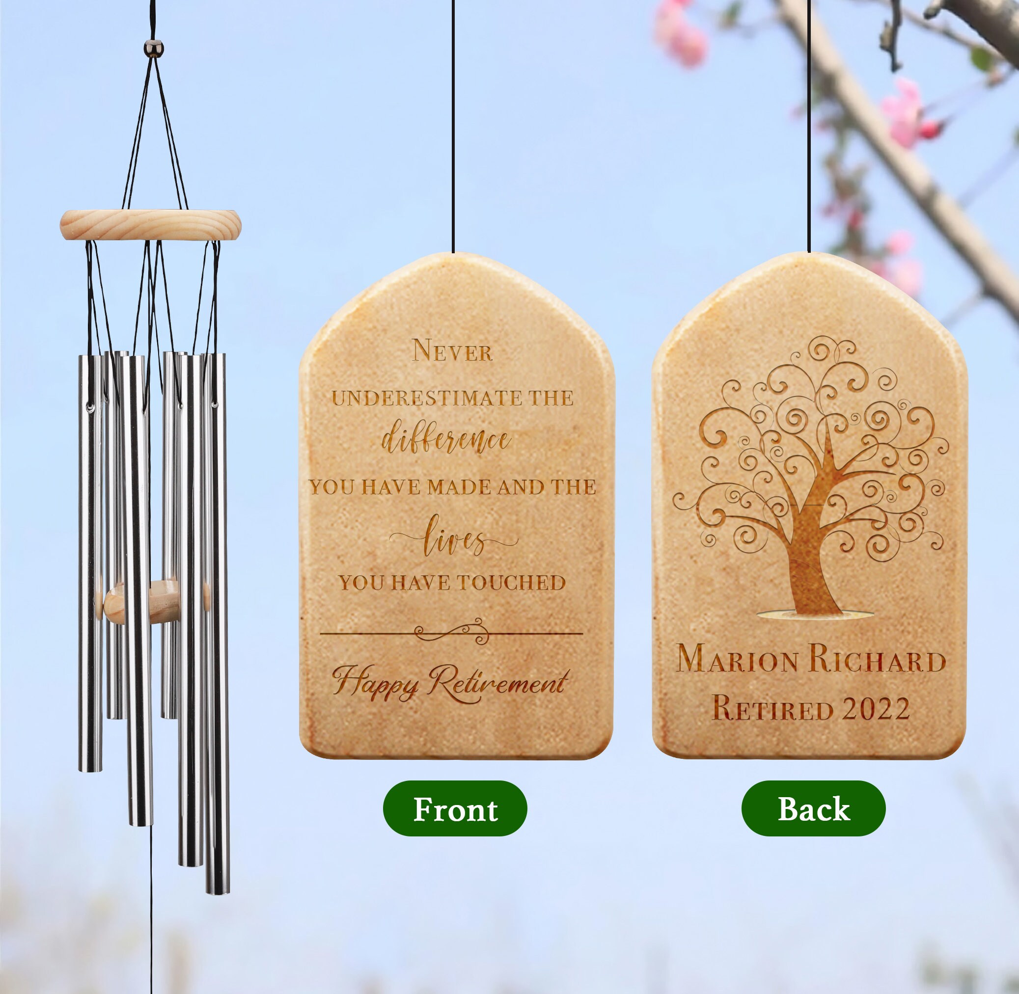 Personalized Retirement Wind Chime Women Retirement Gift - Etsy