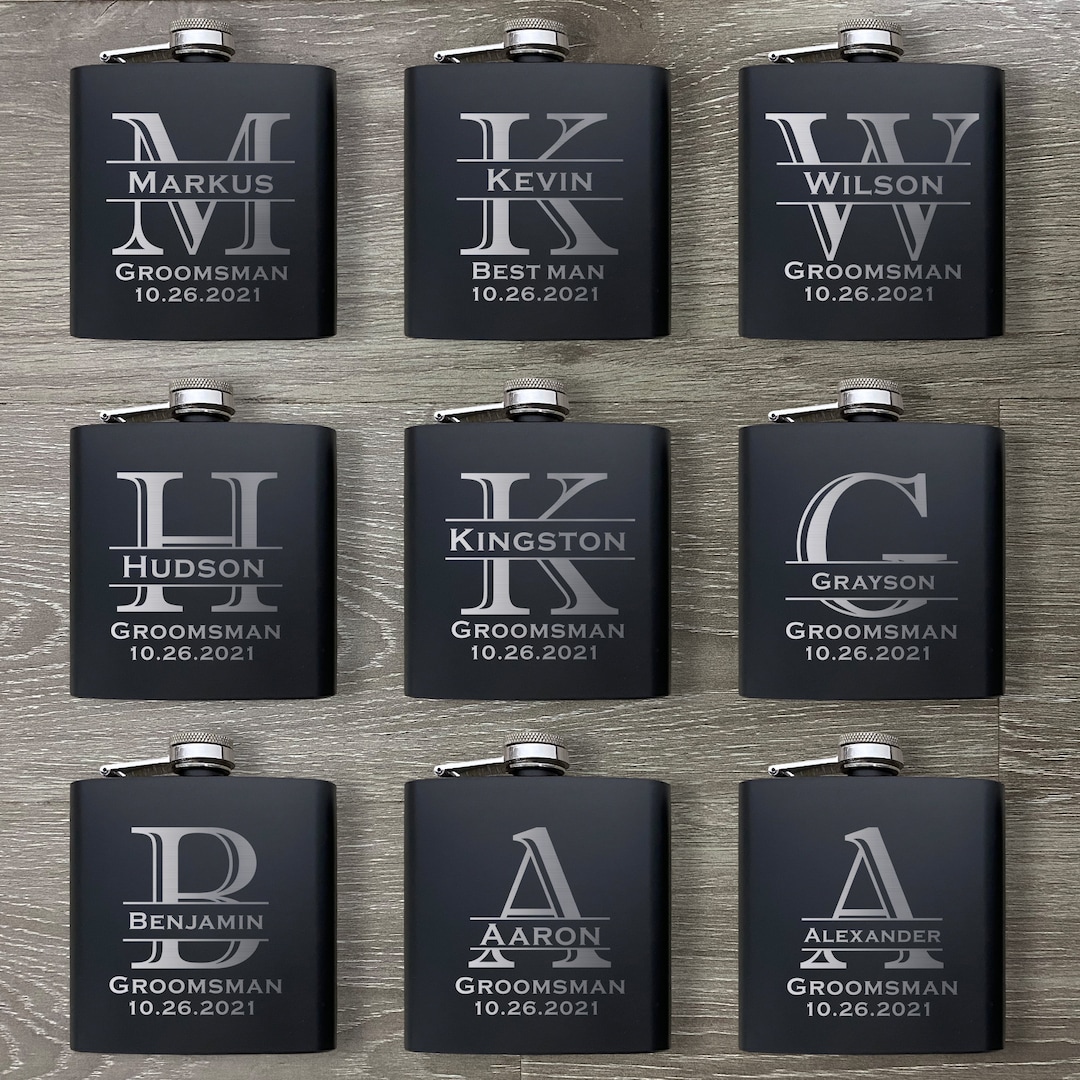 Groomsmen Gifts, Personalized Groomsmen Flask Set, Engraved Groomsmen ...