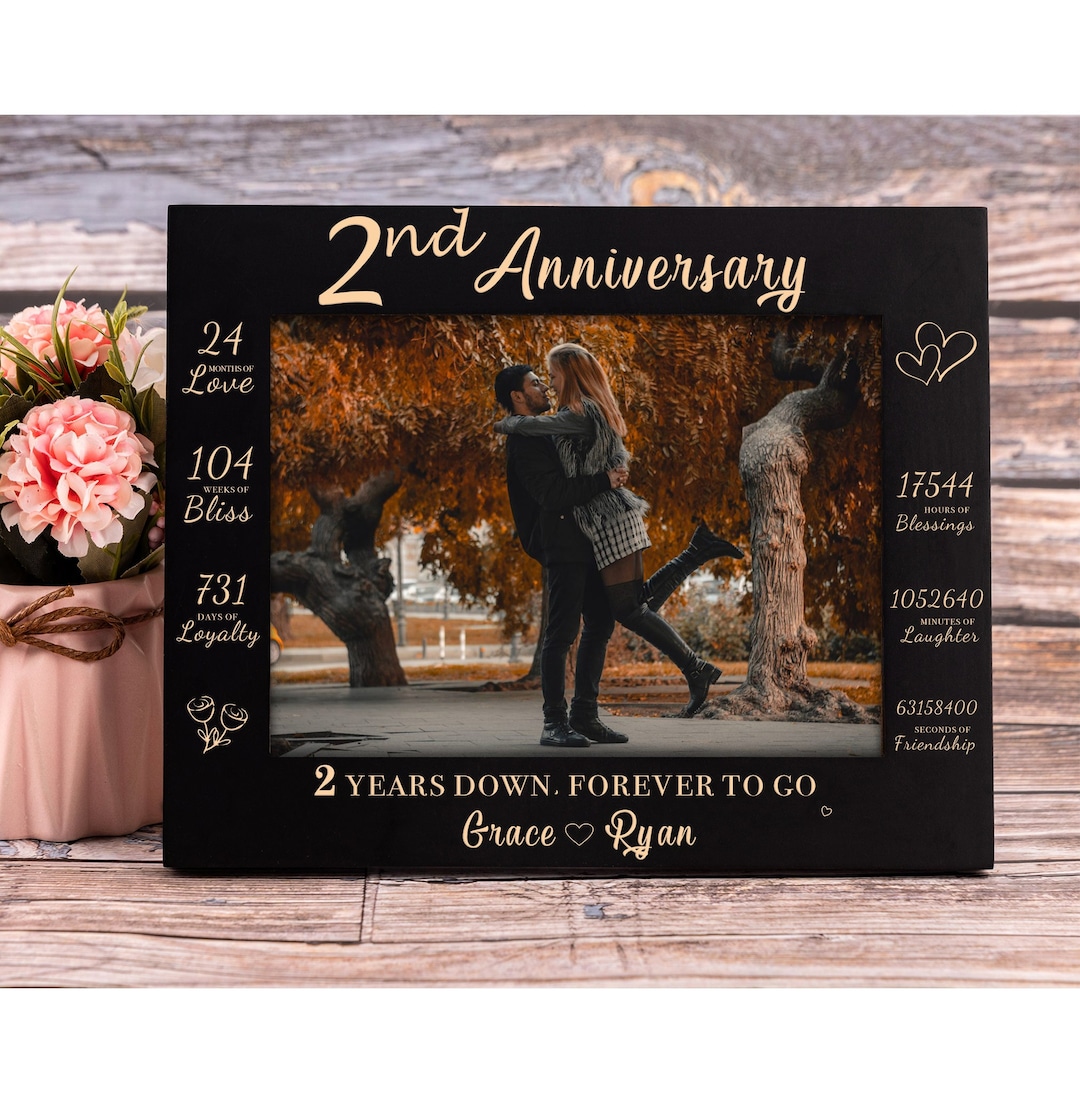 Personalized 2 Years Anniversary Frame, 2nd Anniversary Gift for Him ...