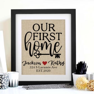 Our First Home Personalized Burlap Print, Rustic Home Decor ...
