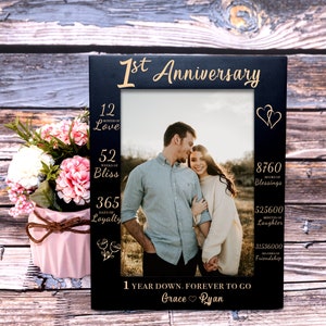 Personalized 1st Anniversary Picture Frame 1 Year Marriage Gift for ...