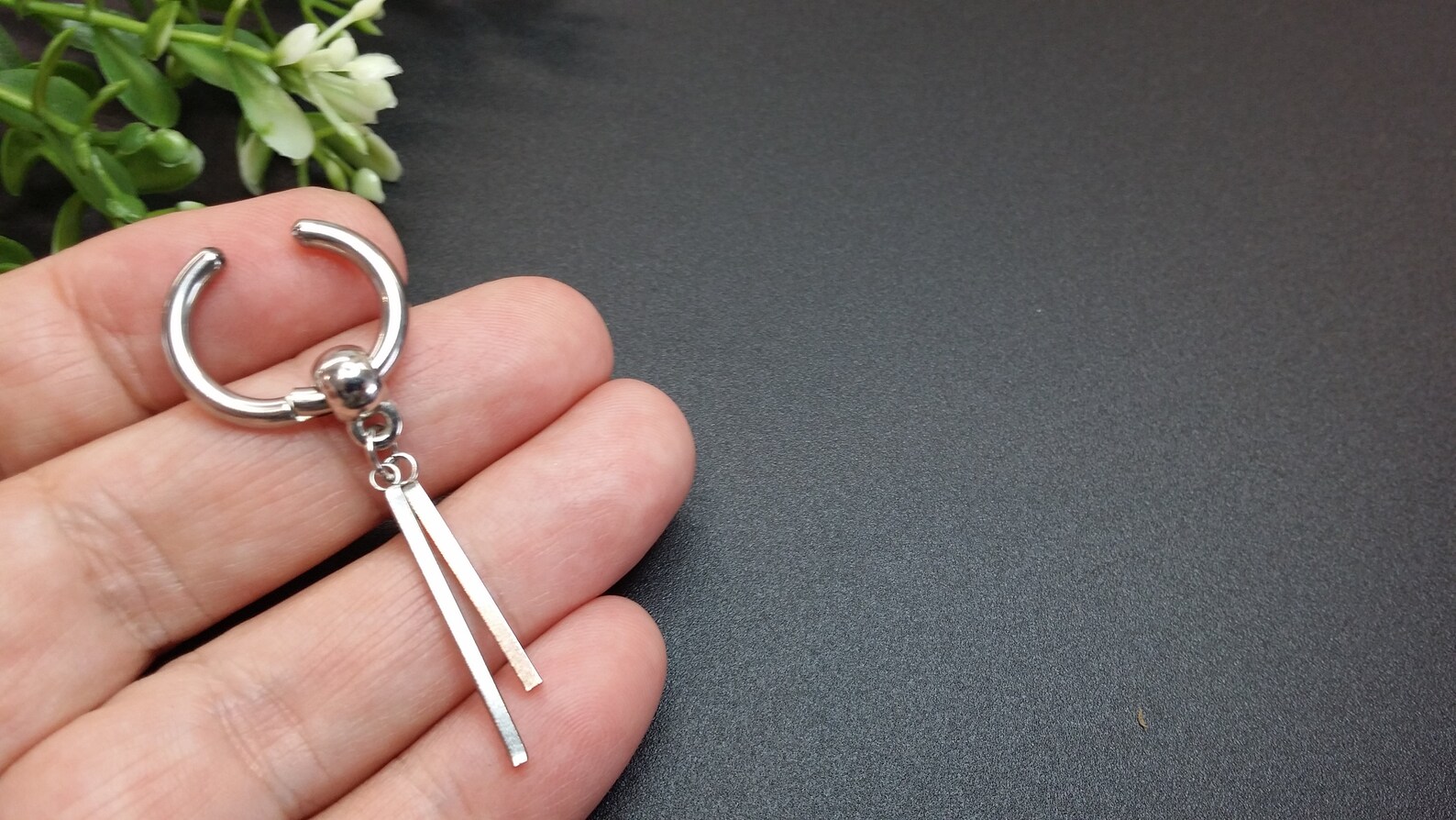 Stainless steel stick hoop stick hoop non pierced two stick | Etsy