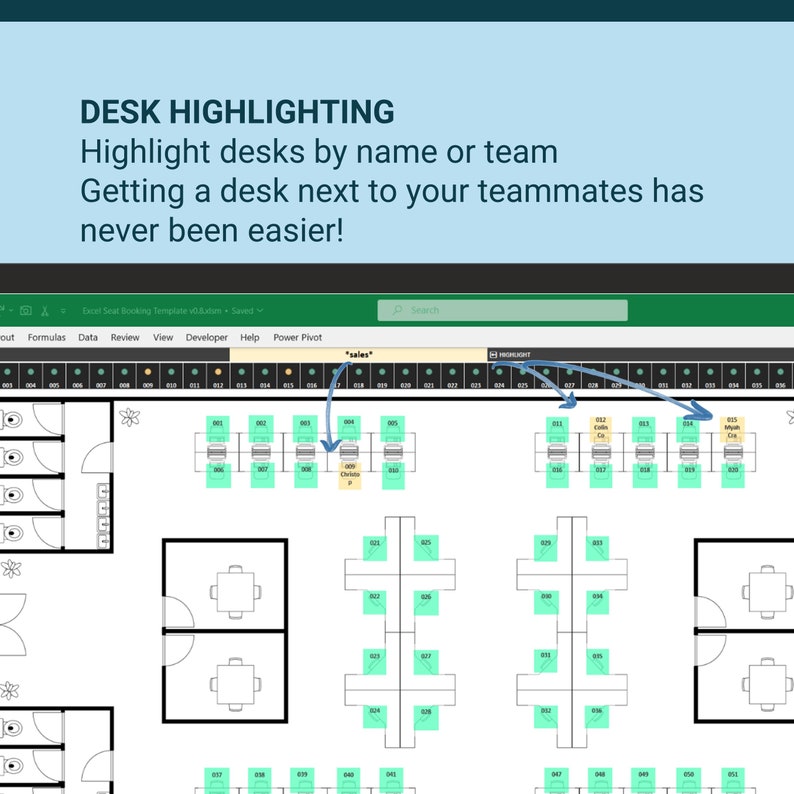 Interactive Floor Plan Desk Booking Excel Template - Etsy
