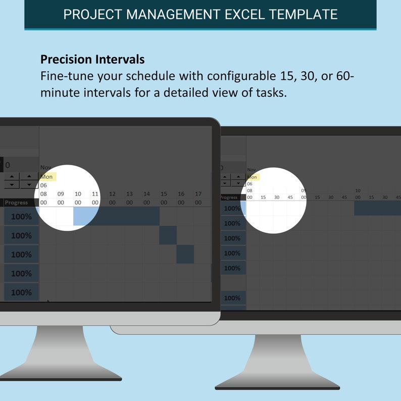 Hourly Planner Gantt Chart Excel Template: Project Management ...