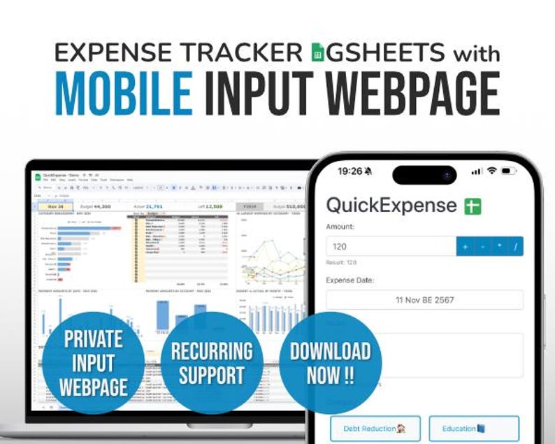 Expense Tracker Google Sheets With Mobile-friendly Input Webpage ...