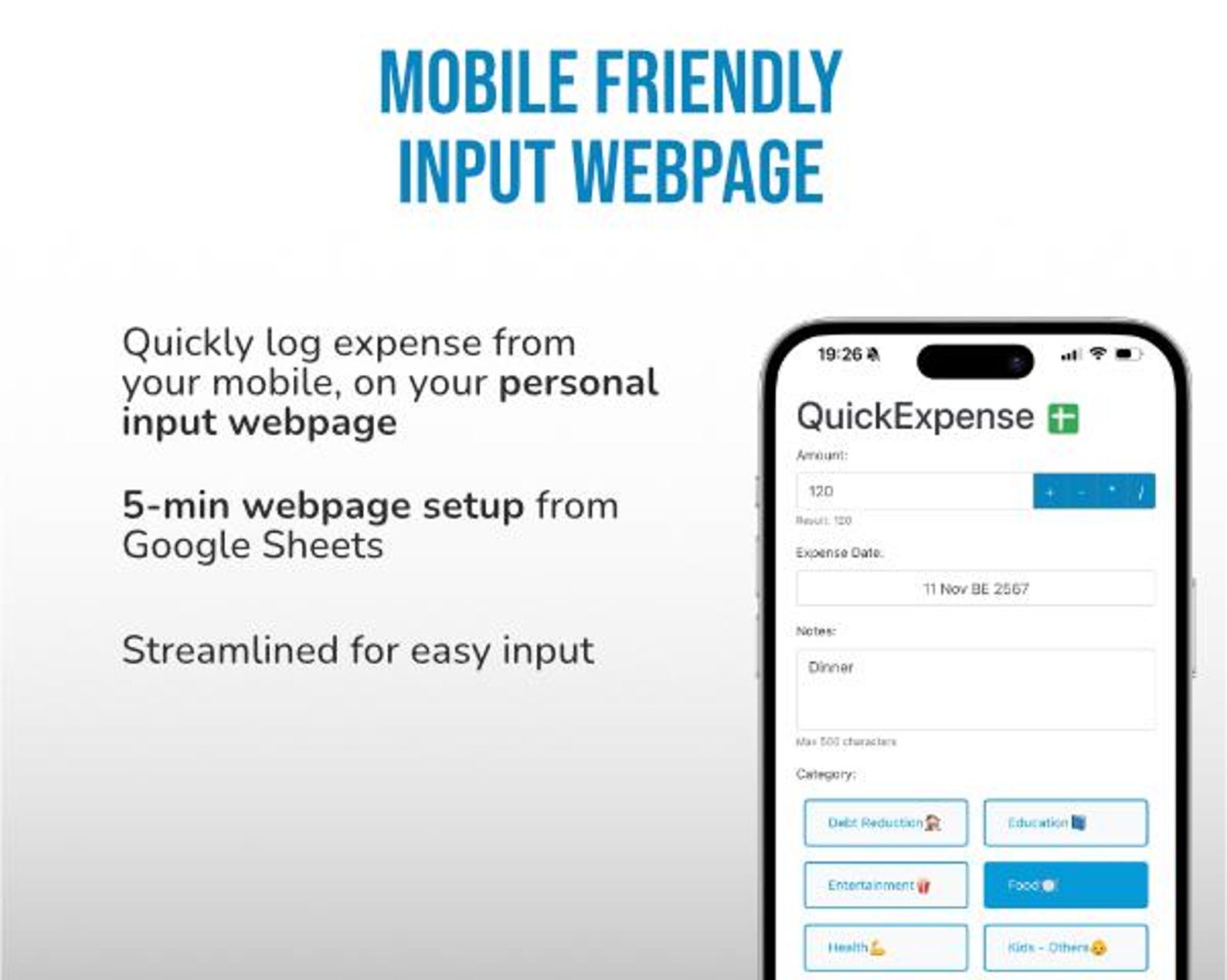 Expense Tracker Google Sheets With Mobile-friendly Input Webpage ...