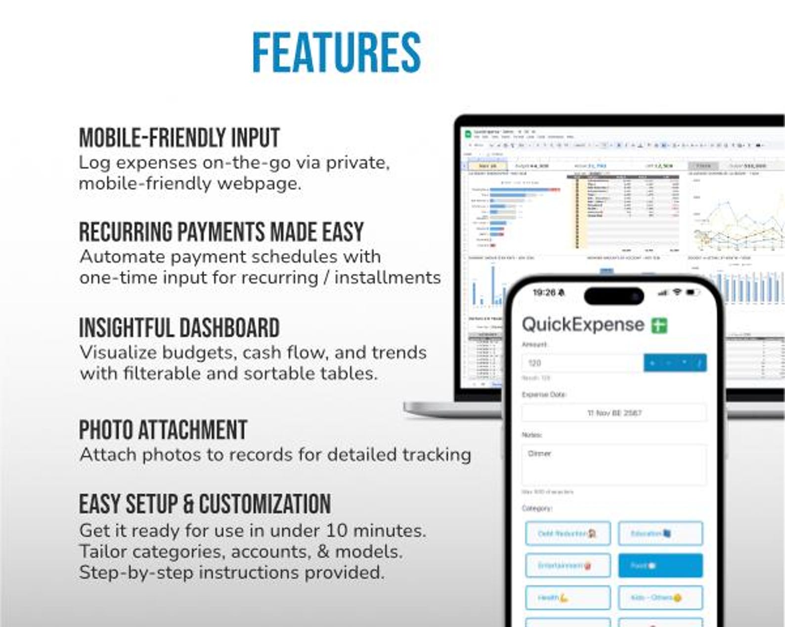 Expense Tracker Google Sheets With Mobile-friendly Input Webpage ...