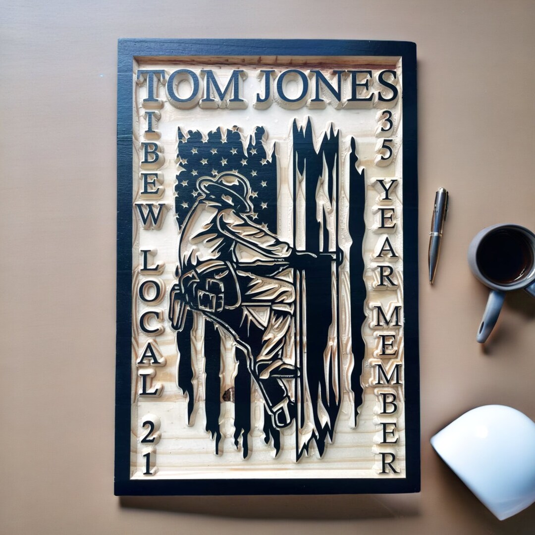 Personalized Lineman Plaque: Wooden US Flag Retirement Gift - Etsy