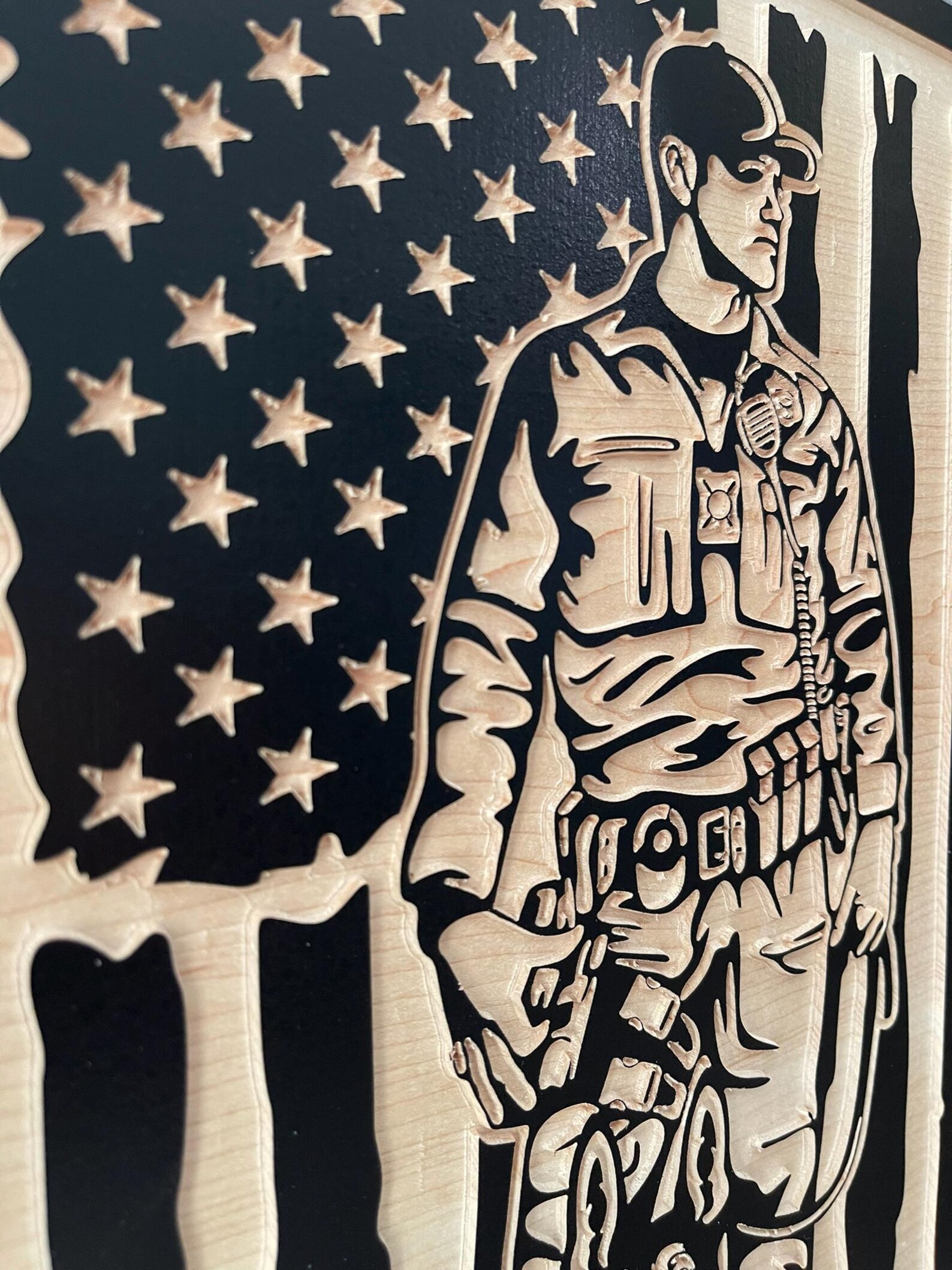 K9 Flag, Wooden United States Flag With Officer & K9, Military Working ...