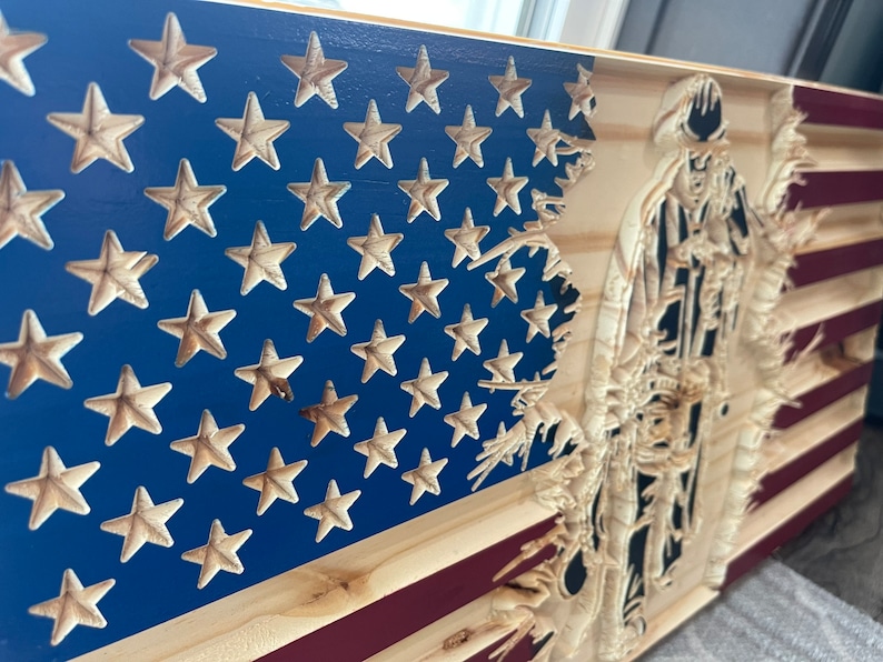 Lineman Wooden US Flag: Tattered American Flag, Powerline Worker Gift ...