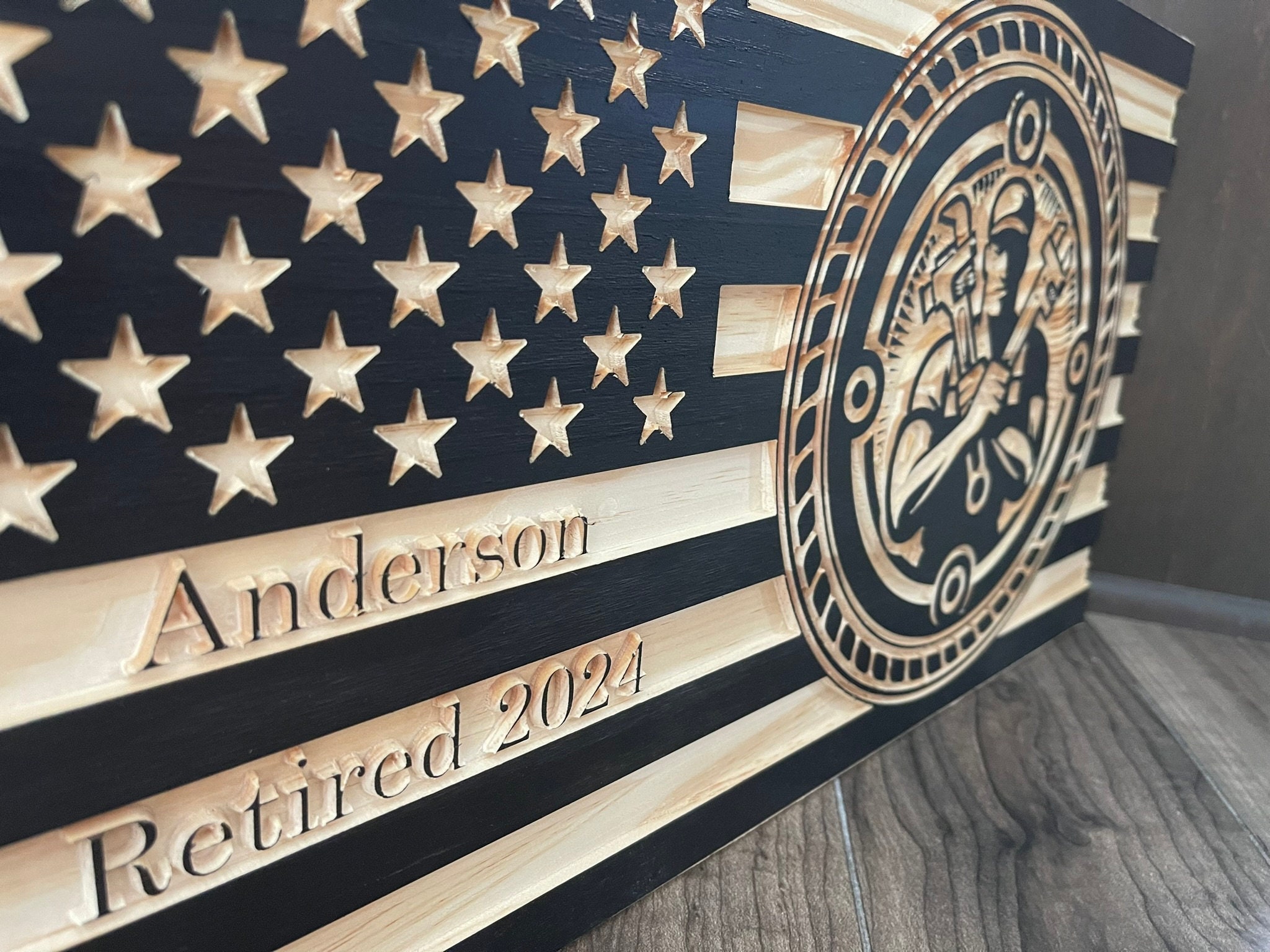 Personalized Wooden United States Flag With Plumber / Tradesman, US ...
